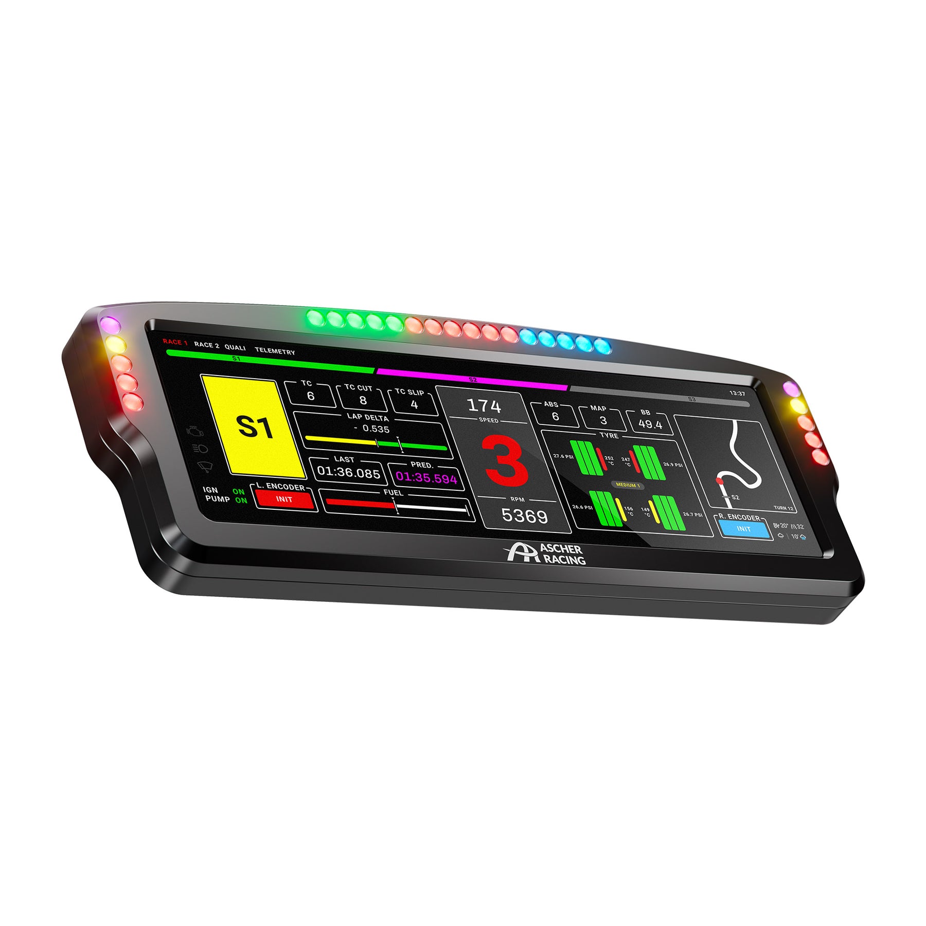 Ascher Racing 8" Dashboard – Advanced SimRacing